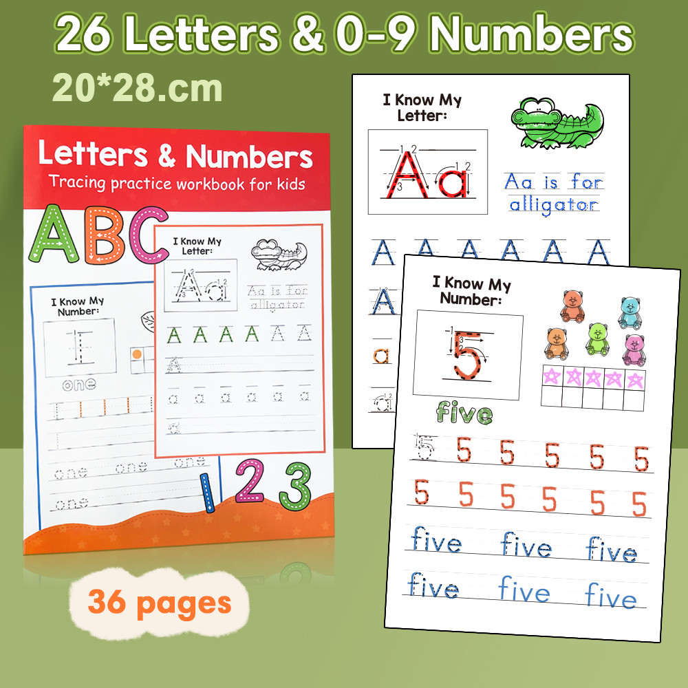 36 pages Letters & Numbers Tracing Workbook Preschool Learning English ...