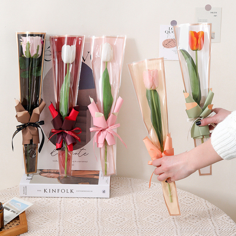 SHIOK 44.5cm x 12cm x 4cm Simple Frame Flower Bag OPP Wrapper For ...