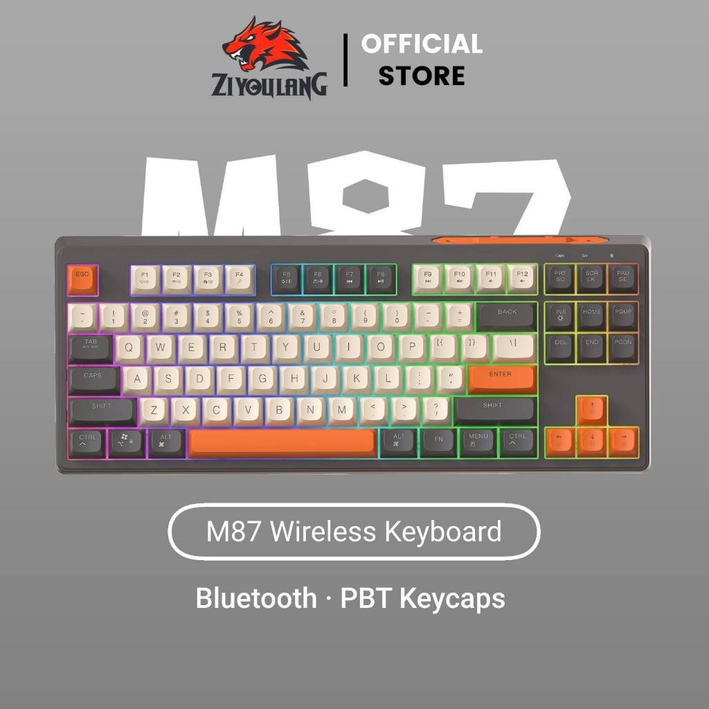 Ziyoulang Gaming Wireless Keyboard PBT Keycap Color Backlit Keyboard ...