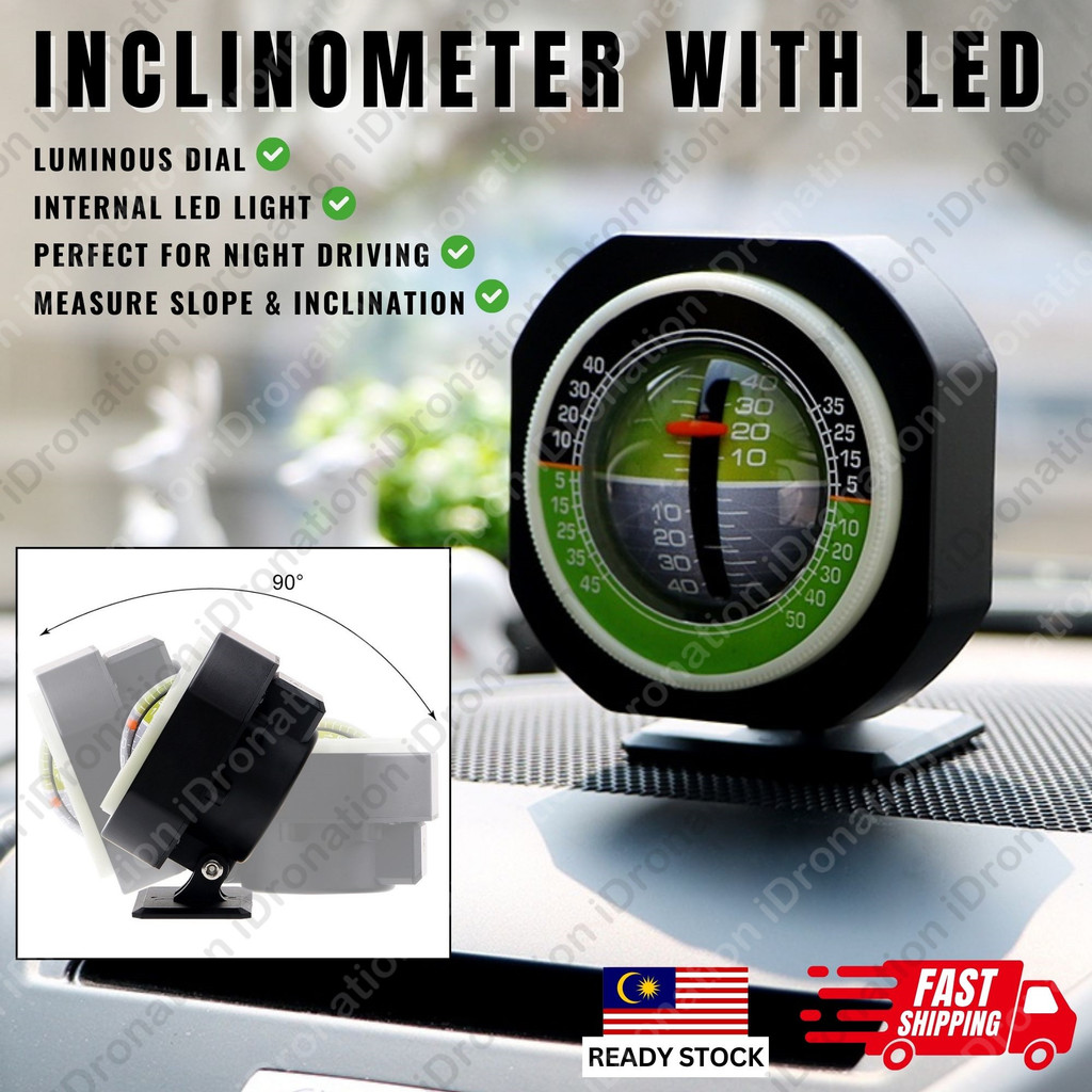 Outdoor Car Inclinometer Built-in Luminous LED Level Angle Slope ...