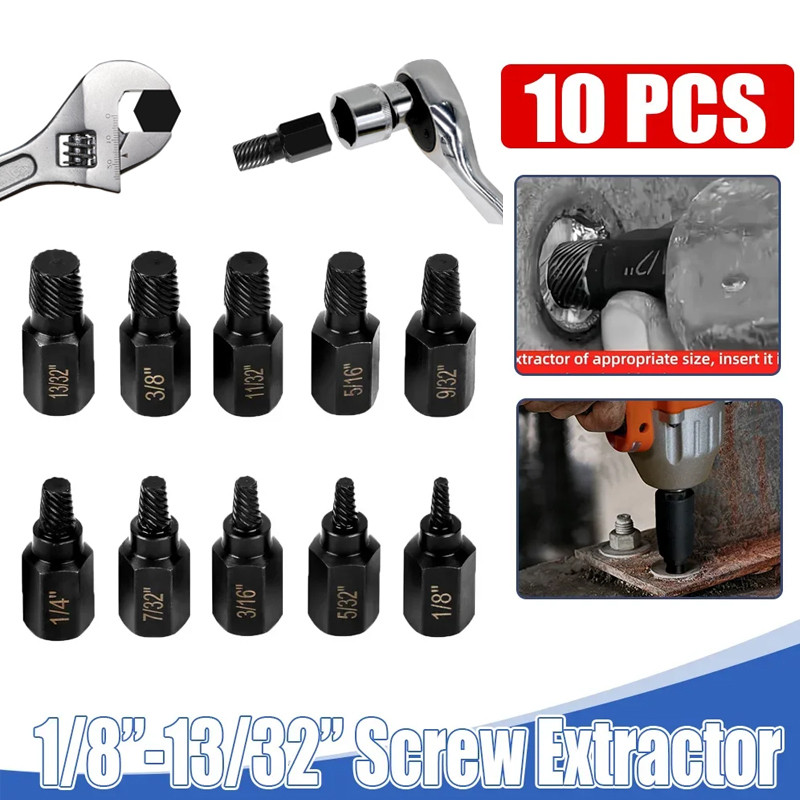 10PCS Screw Extractor Hex Head Bolt Extractor Damaged Screw Extractor ...