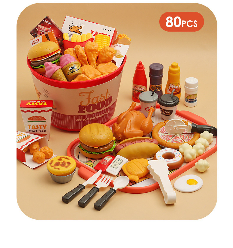 Pretend Play Toy Kids Food Burger Cart Fast Food Playset Toy Storage ...