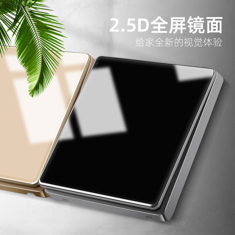 PUXI Nordic Style 86 Type Switch Socket Acrylic Mirror Full Black Wall ...