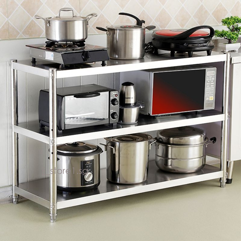 Kitchen Rack Storage Shelf With Wheels Stainless Steel Floo Steel ...