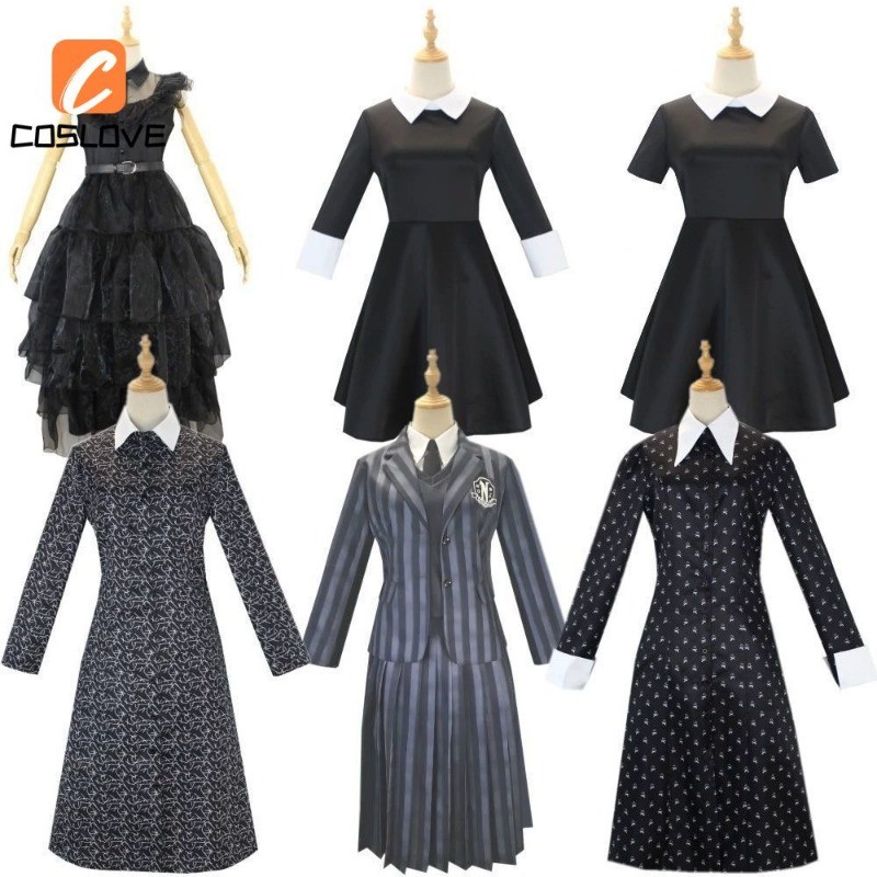 Movie Wednesday Addams Cosplay Clothing Full Set Costume Outfits For ...