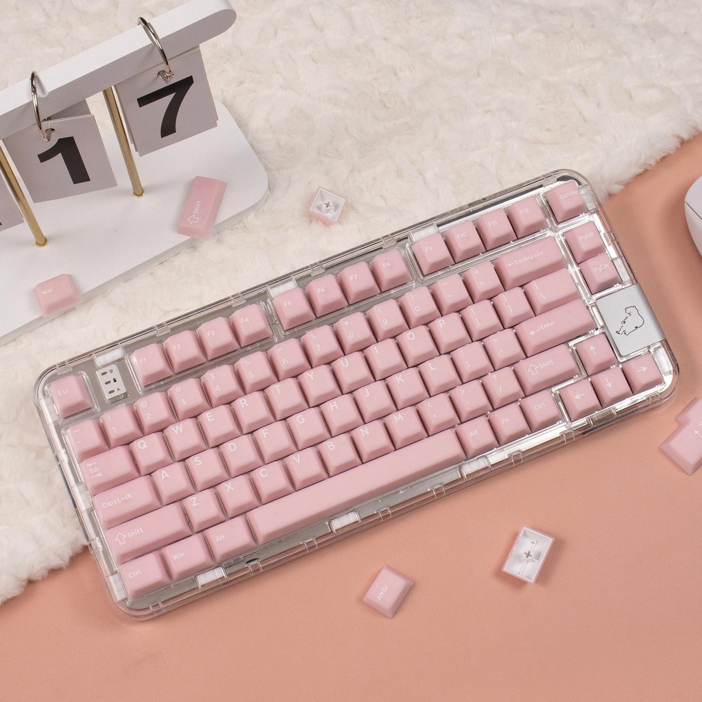 Translucent Pink color Keycaps PBT cherry profile keycaps set with ...