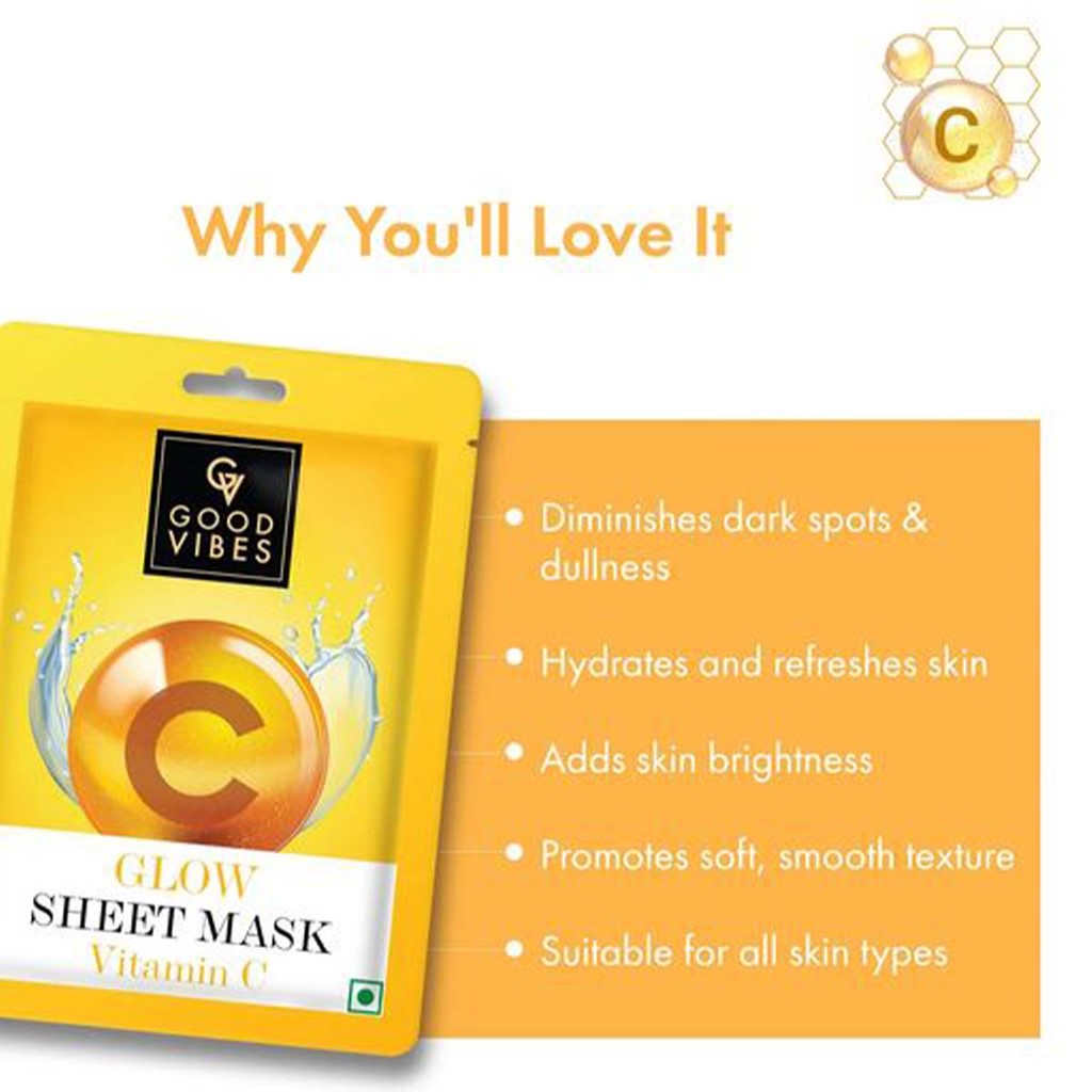 Good Vibes Face Sheet Mask (20 g) - Vitamin C, Ubtan Insta Glow, Rice ...