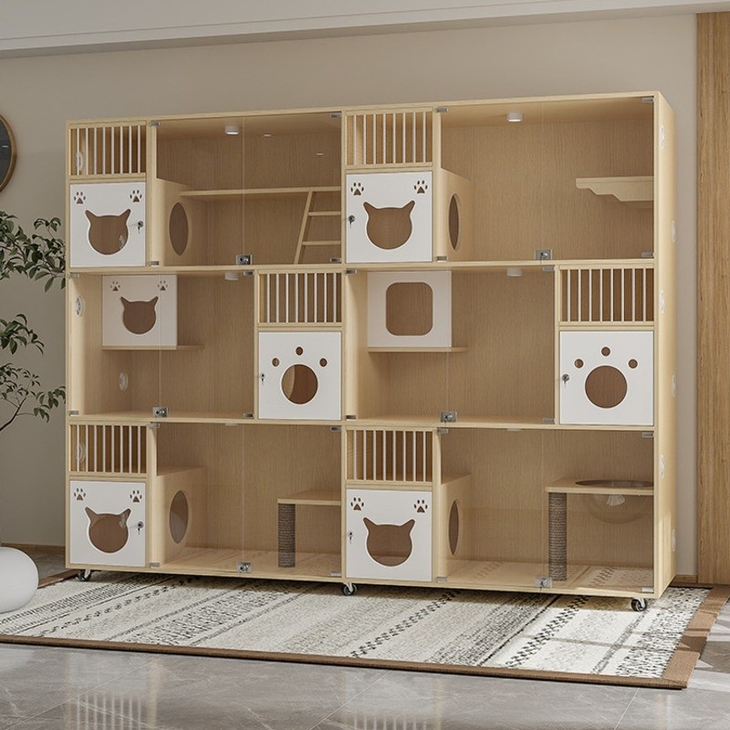 Cat Cage House Cat Villa Nest Store Large Luxury Solid Wood Display ...