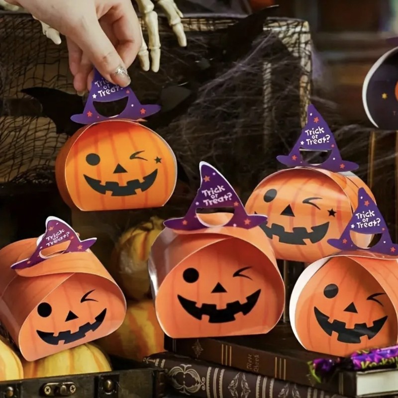 5/10Pcs Halloween Candy Gifts Box Pumpkin Ghost Paper Boxes Biscuit ...