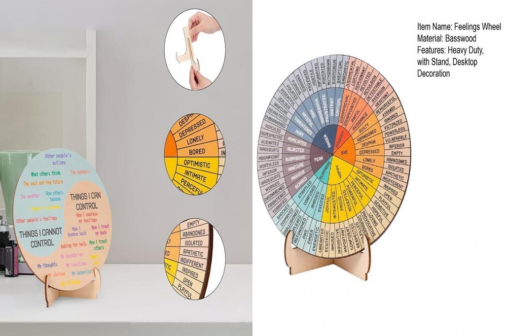 SPRINGGREEN| Feelings Therapy Office Decor Desktop Emotion Wheel with ...