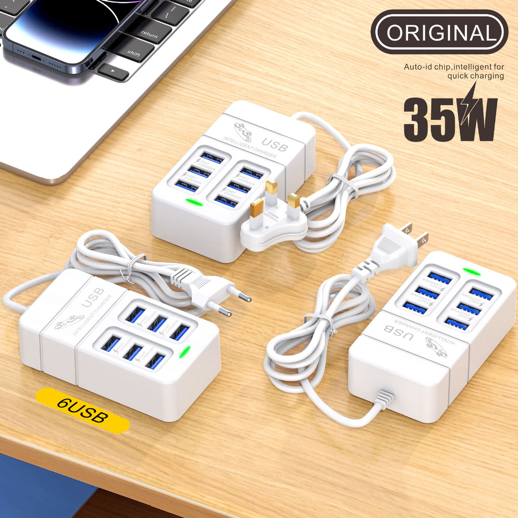 6Ports Multiport USB Charger 35W PD Type-C Mobile Phone Fast Charge ...