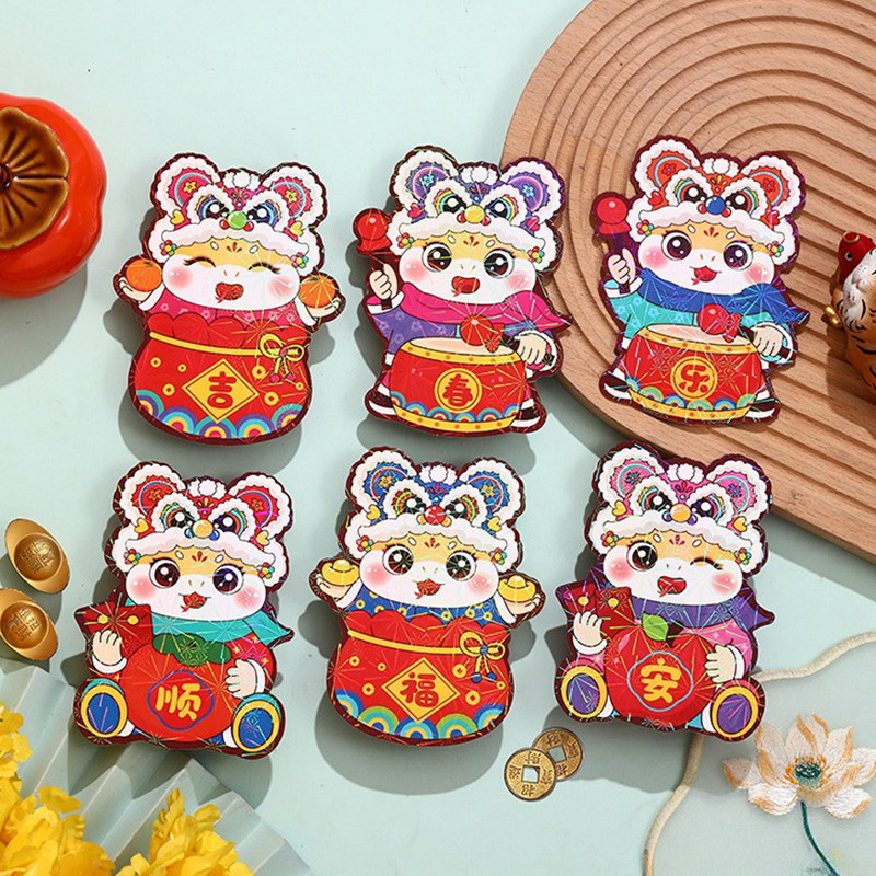 6pcs New Year Red Envelope Cute Fish Pattern Money Packets Cartoon ...