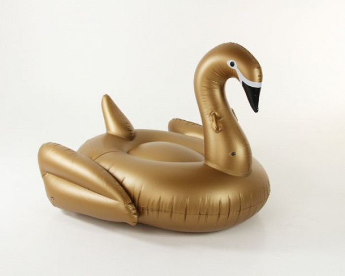 Extra Large Adult Golden Swan Inflatable Ride-On Floating Swimming Ring ...