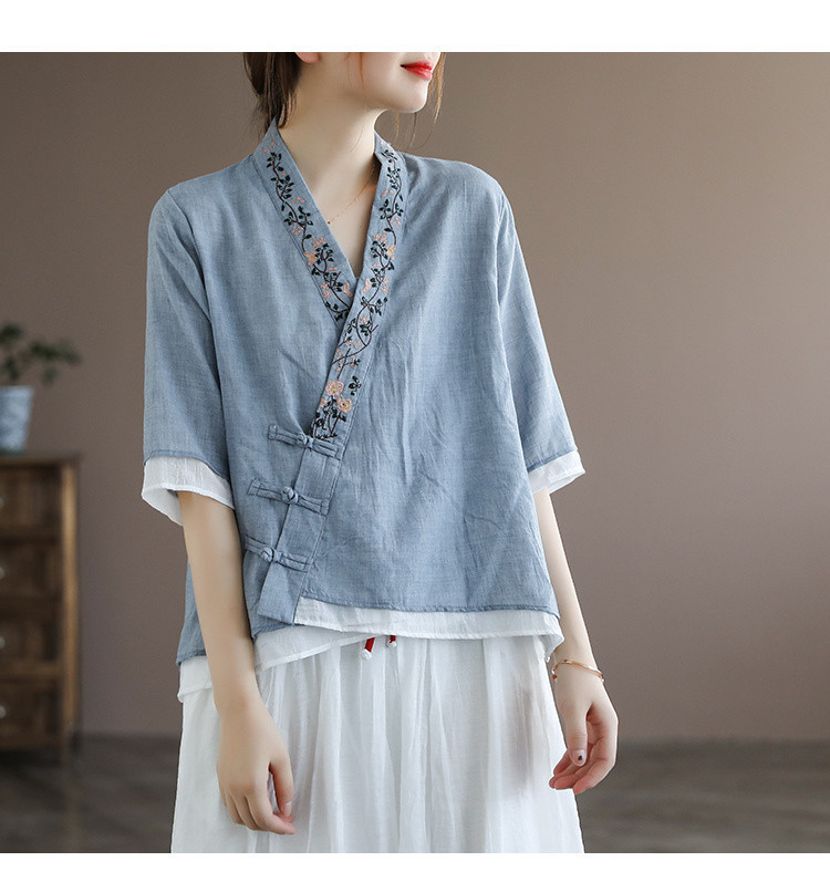 旗袍上衣 汉服上衣 Chinese Style Top Hanfu Top Tang Suit Embroidery Artistic ...