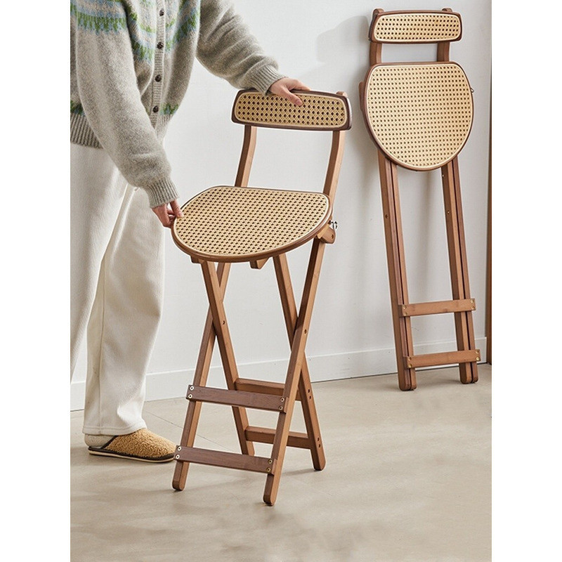 Foldable High Stool Simple Bar Chair Comfortable High Chair Backrest ...