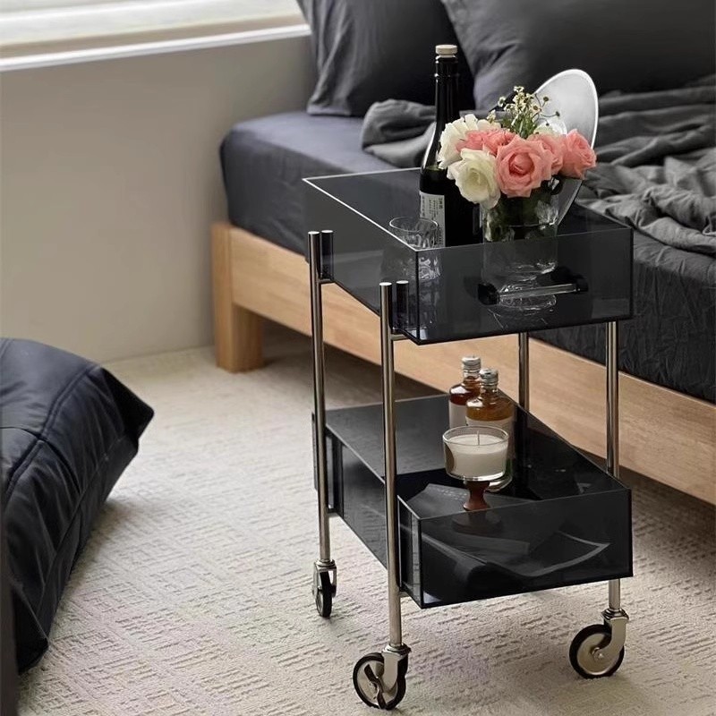 Trolley Cart Storage Rack Side Table Living Room Stainless Steel ...