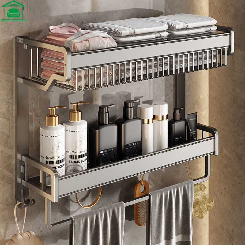 HWFX Towel Rack Toilet Rack Bathroom Storage Bathroom Shelf Non ...