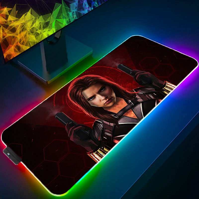 Black Widow RGB LED Mouse Pad Locking Edge MousePad Waterproof Computer ...