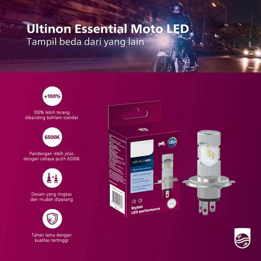 Ultinon Essential Moto HS1 LED 12V 6W 6500K White Light Motorcycle Headlight High Low Beam Car ...