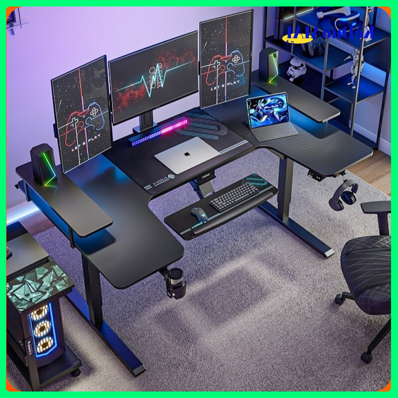 Dual Motor Electric Height Adjustable Table Corner Large Desktop Game ...