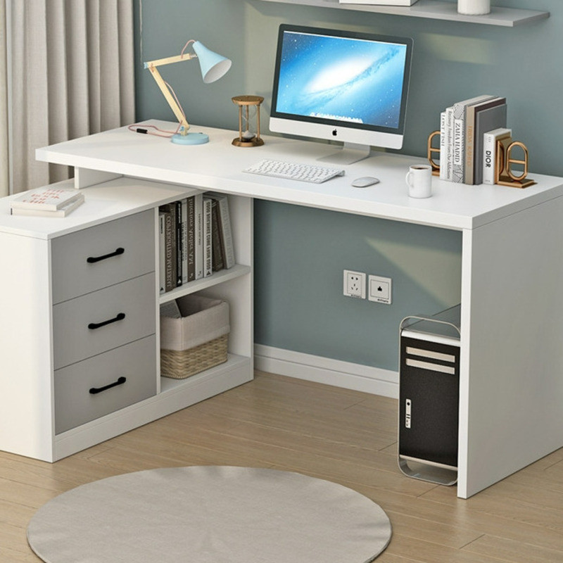 Study Writing desk Boohelll-in-one Desk L-Shaped Corner Table With ...