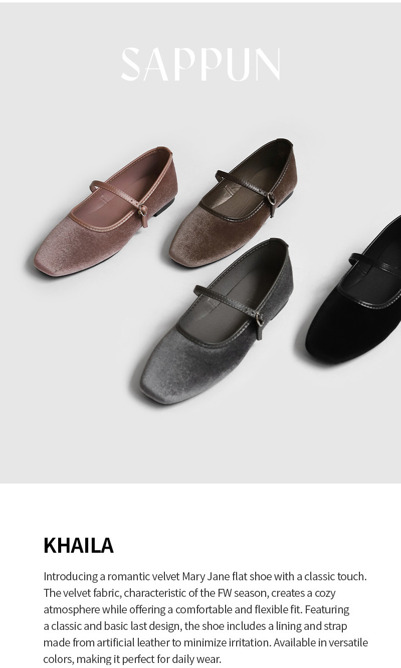 [SAPPUN] Khaila Velvet Maryjane Flats (1cm) | Shopee Singapore