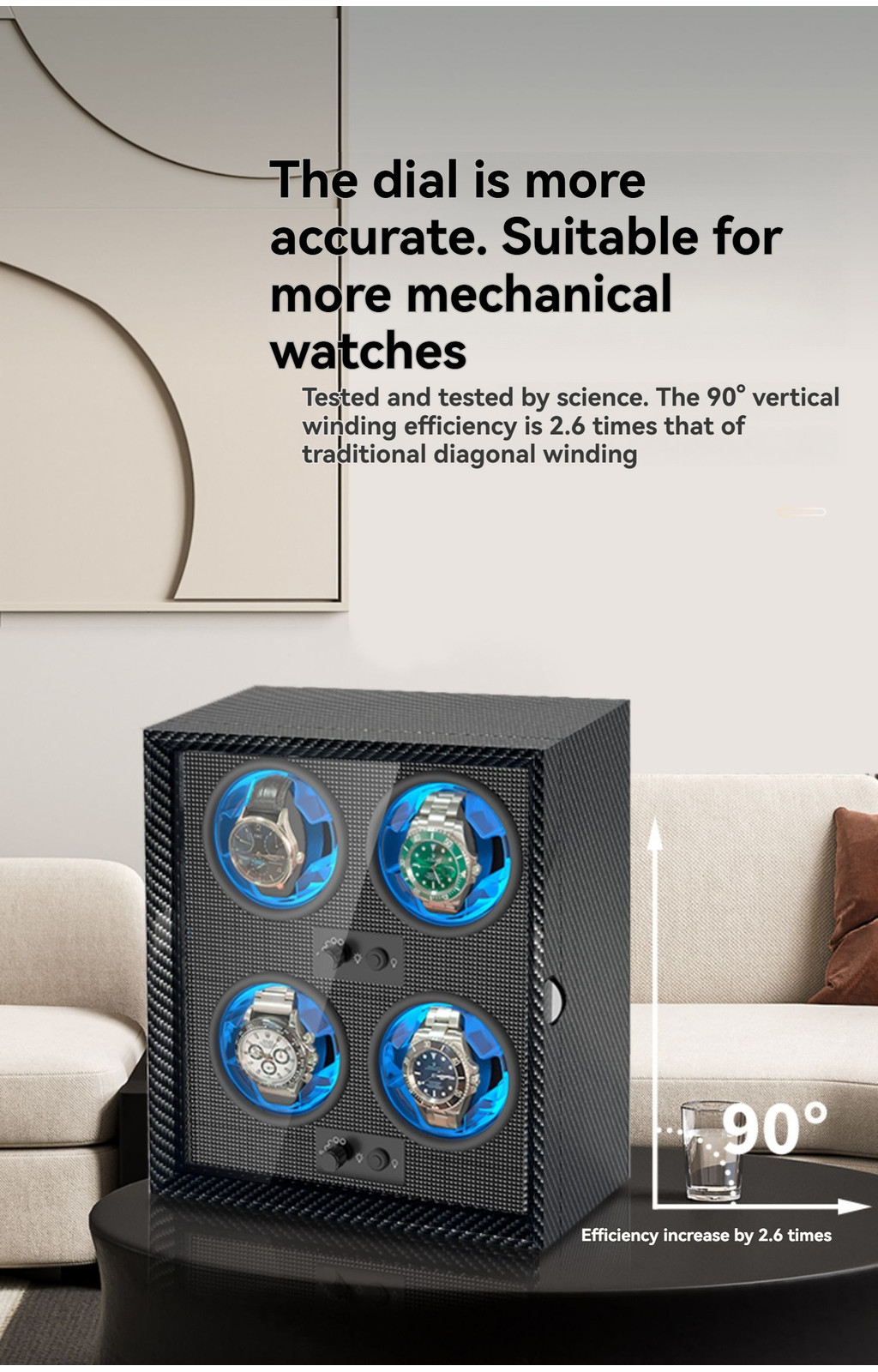 BLUETIDE Watch Winder Box Automatic for 1/2/3/4/6 slot Automatic watch ...