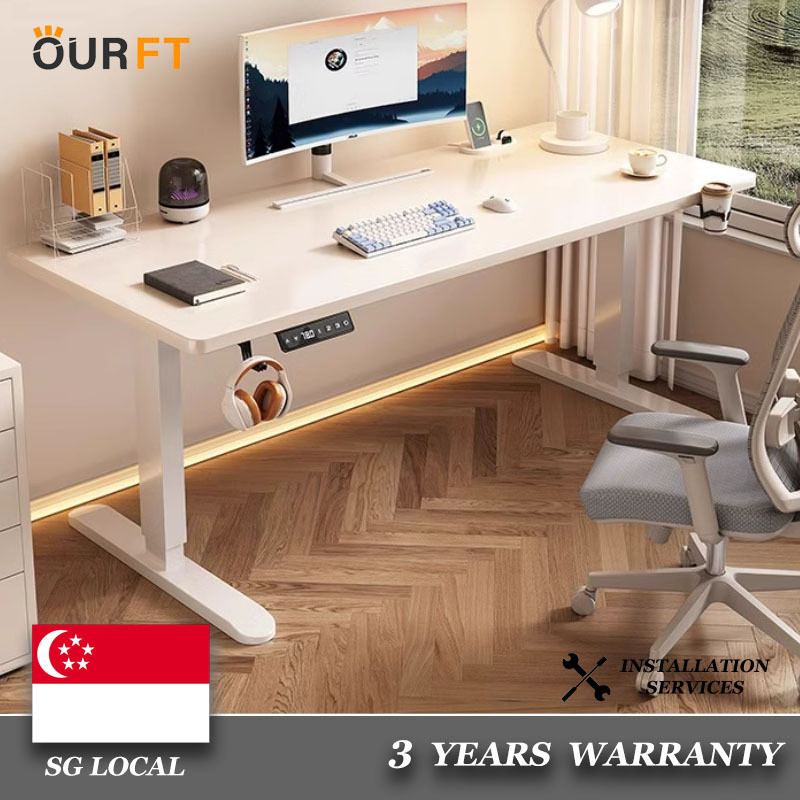 OURTF Computer Table 80cm Adjustable Small House Standing Desk 3 Memory ...