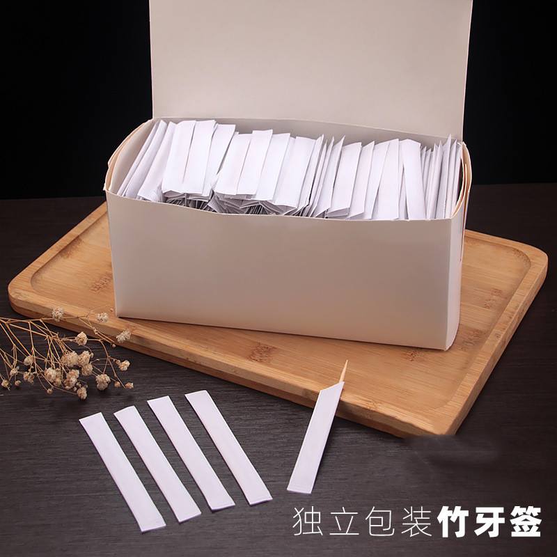 1000pcs/pack Bamboo Toothpick Single Individual Paper Plastic Wrapper ...