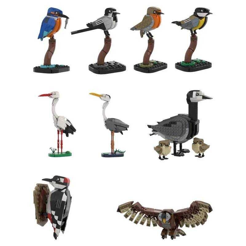 Building Aaaaa Ready-Made Bloc MOC Animal Birds Pheasant Kingfisher ...