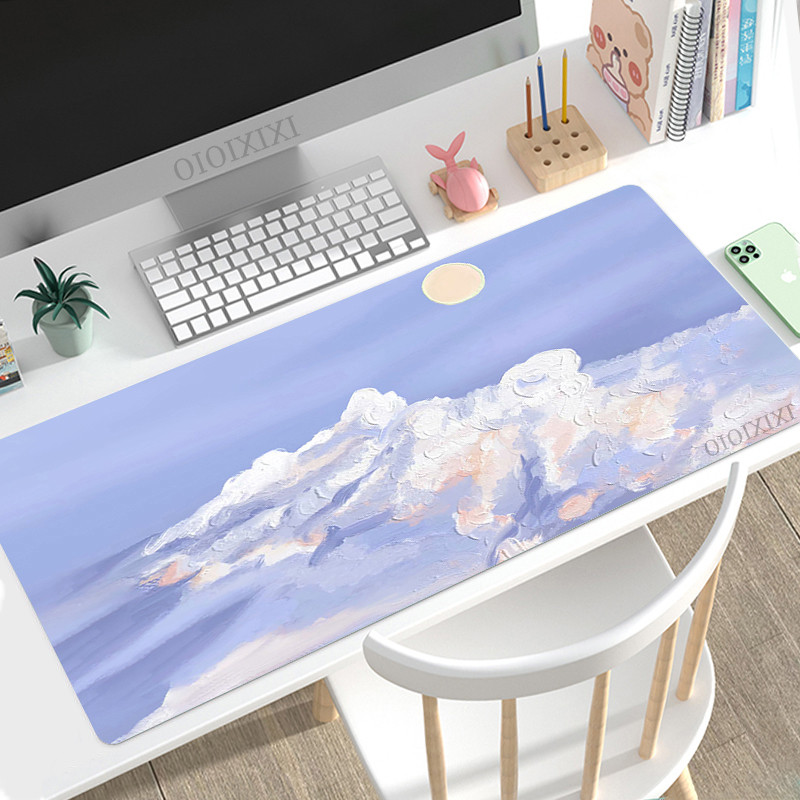 Mouse Pad Gaming Cute Aesthetic Kawaii Oil Painting XL Large Mousepad ...