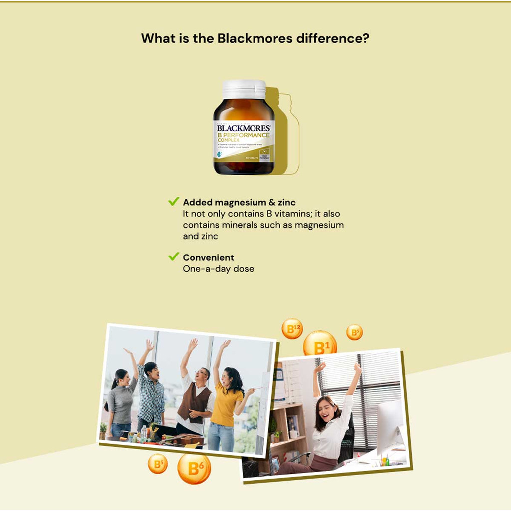 [Bundle of 2] Blackmores B Performance Complex Tablets (60s) Supports ...