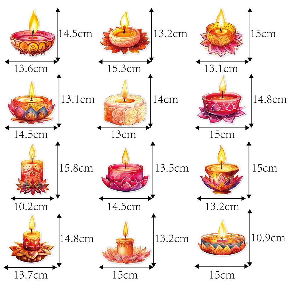 【24pcs/set】2024 New Diwali Wall Stickers Deepavali Festival Party ...