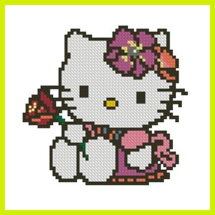 HELLO KITTY CROSS STITCH KIT (SMALL PROJECT FOR BEGINNERS / COMPLETE ...