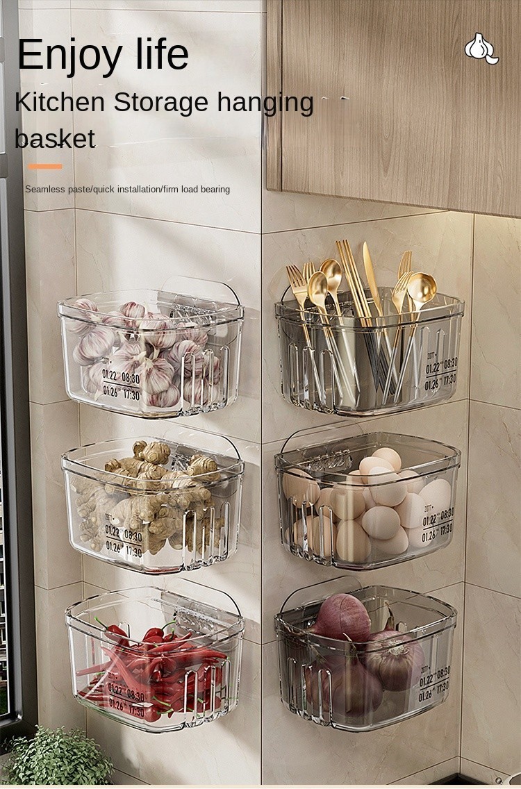 Wall Mounted Kitchen Condiments Organizer Rack Hanging Storage Fruit ...