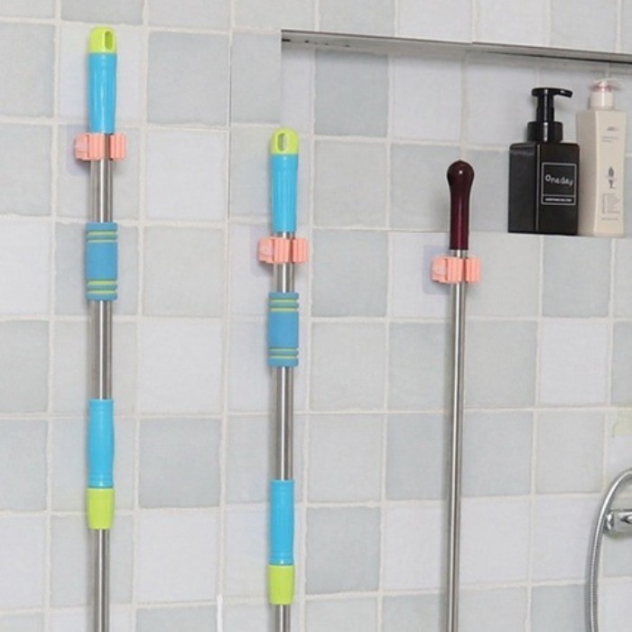 FEELING ️NEW ABS Mop Hook Holder,Mop Broom Holder Clip,Adhesive Wall ...