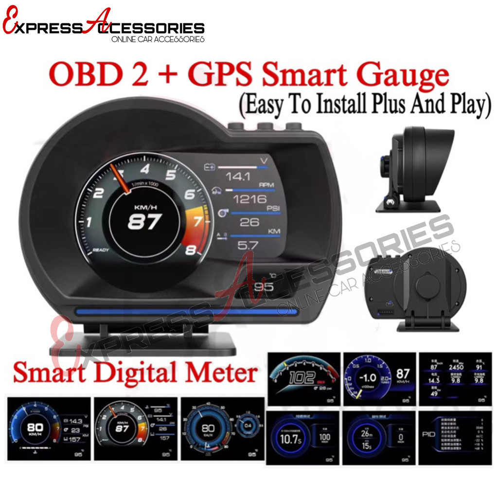 Latest Version P6 GPS Car OBD OBD2 Meter Digital Scanner Alarm Speed ...