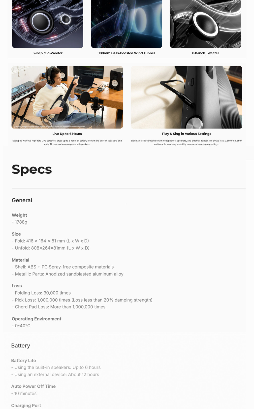 LiberLive C1 Stringless Foldable Smart Travel Guitar Fusion ...