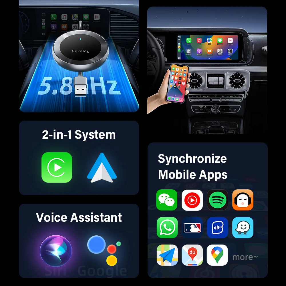 Wireless Carplay Adapter Android Auto 2in1 Apple Car Play Android Auto