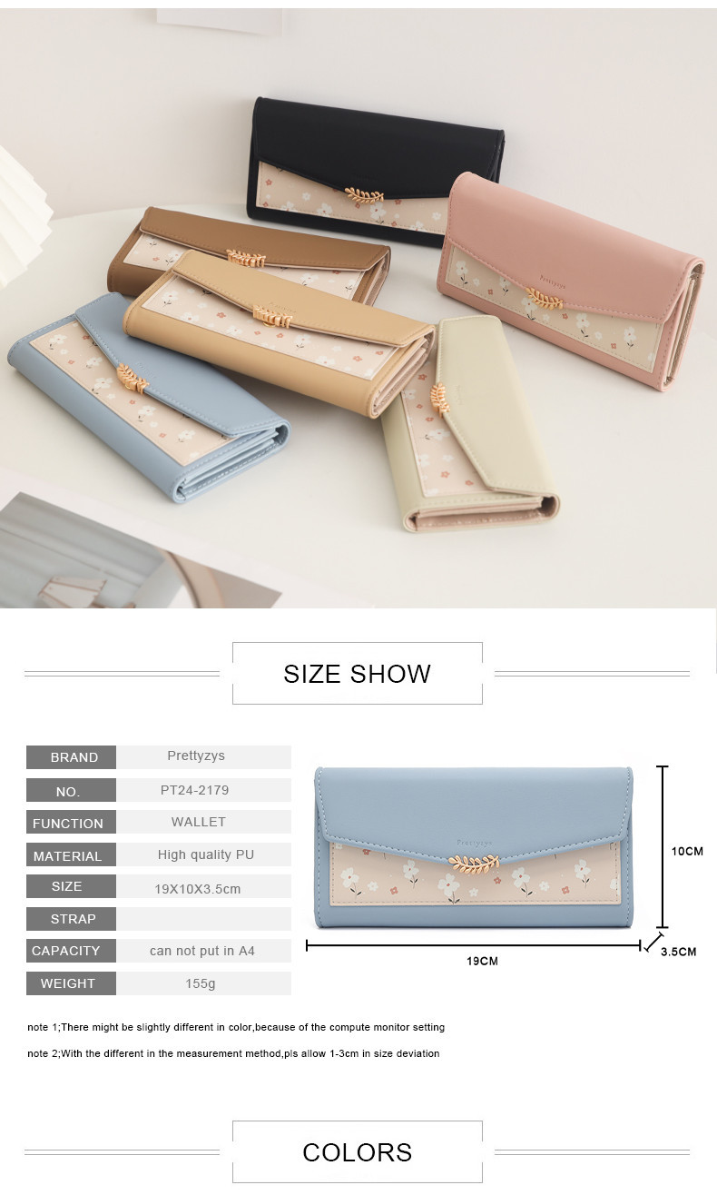 New Women's Long Wallet Print Flower Hasp High Capacity Coin Purse ...