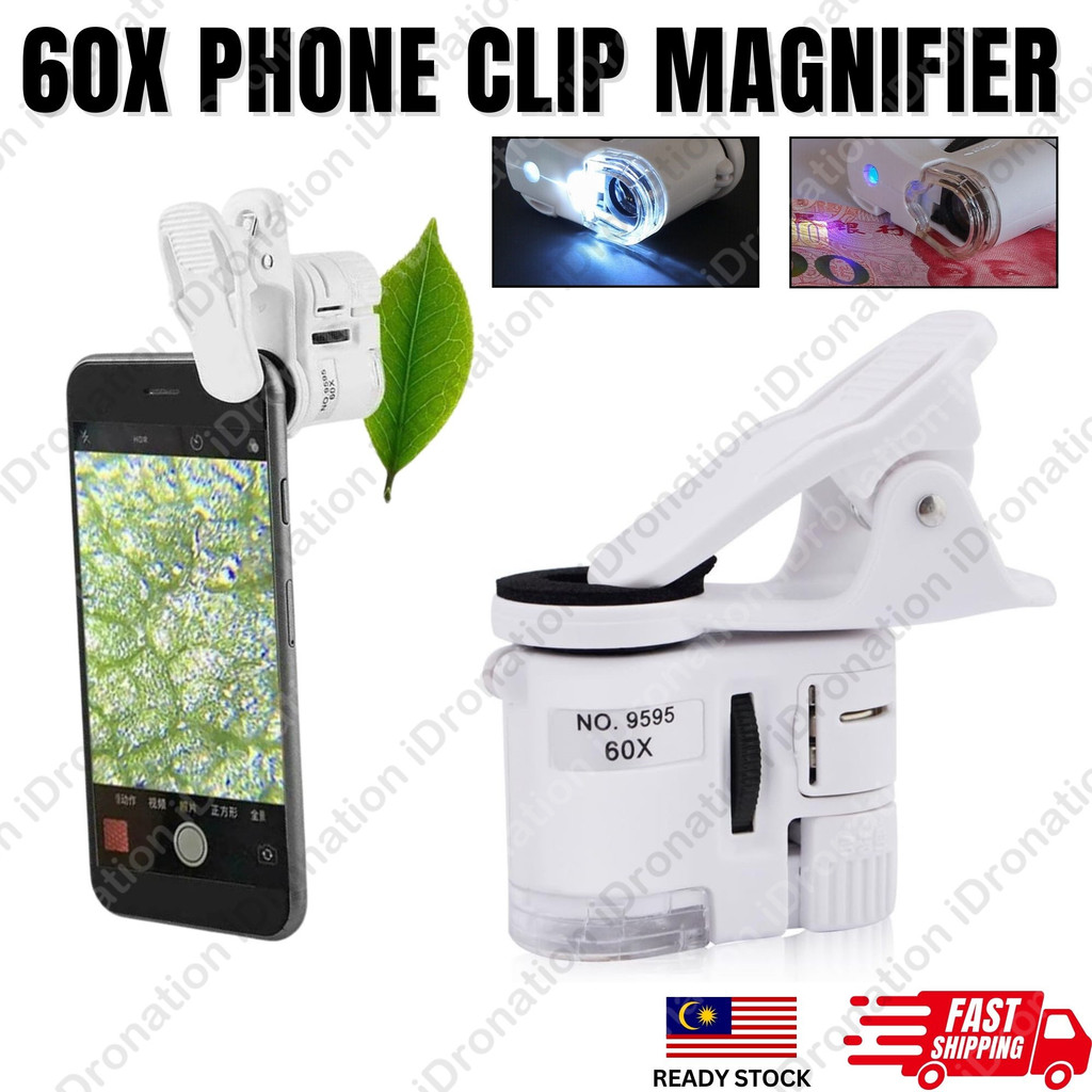 Universal Phone Camera Clip Microscope 60x Magnifier Macro Lens Zoom ...