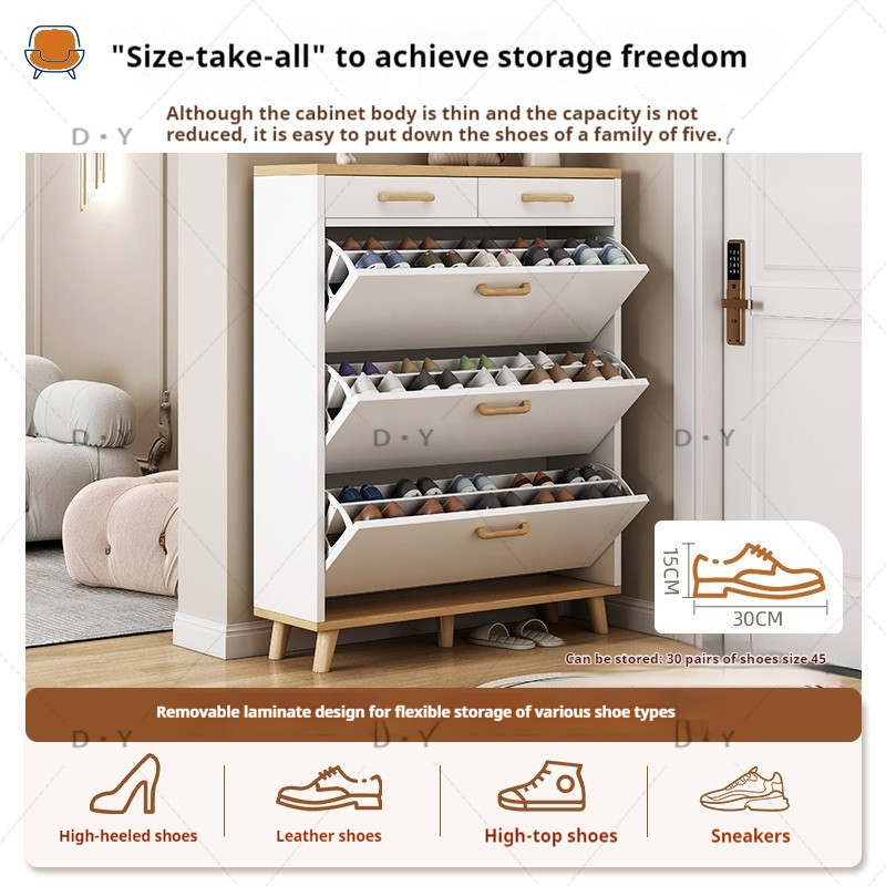 QW Scandinavian Flip Bucket Entryway Cabinet Small Household Slim ...