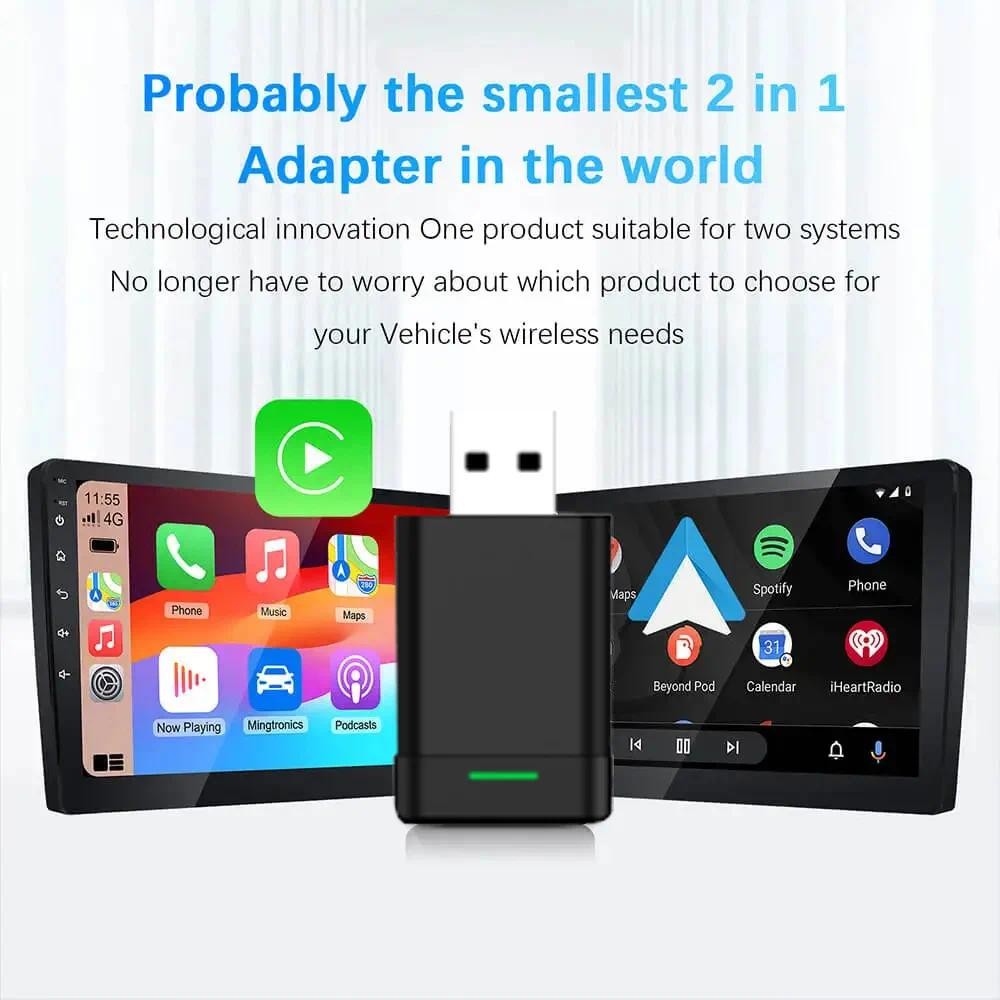 Wireless Carplay Android Auto Adapter 2 in 1 Mini Box Plug&Play CarPlay AI Box BT WiFi for Wired ...