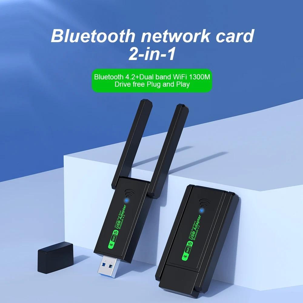 1300Mbps 2 in 1 USB 3.0 WiFi Bluetooth Adapter 2.4G 5GHz Wi-Fi Antenna ...