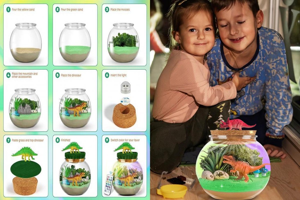 ALINA Kids Dino Terrarium Kit Dinosaur Terrarium Set Diy Light-up ...