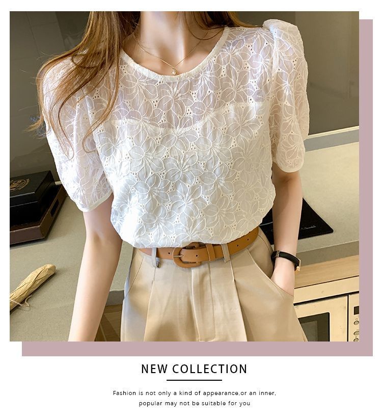 Bigsize 82kg 2024 Summer Short Sleeve Embroidery Chiffon Plus Size ...