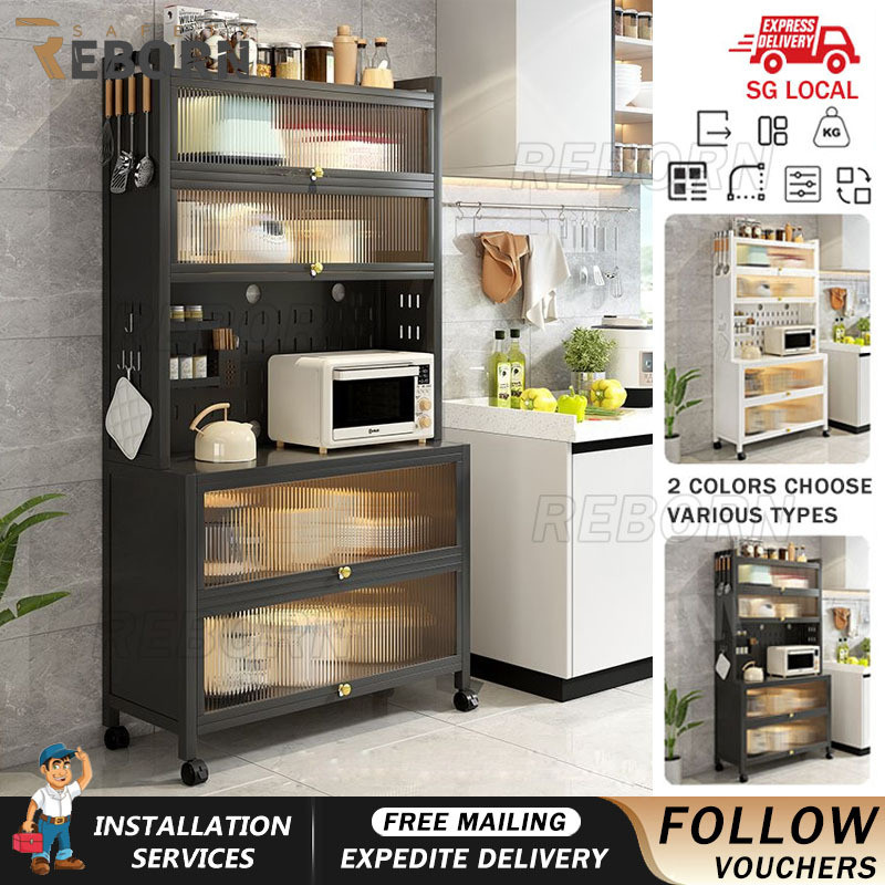 REB Kitchen Cabinet With Door Dust-proof Locker Cupboard Cutlery ...