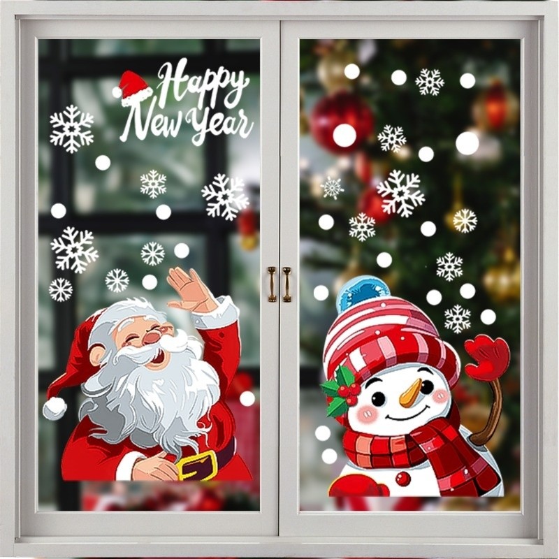 [Wholesale Price] Christmas Window Sticker - Santa Claus Snowman Elk ...