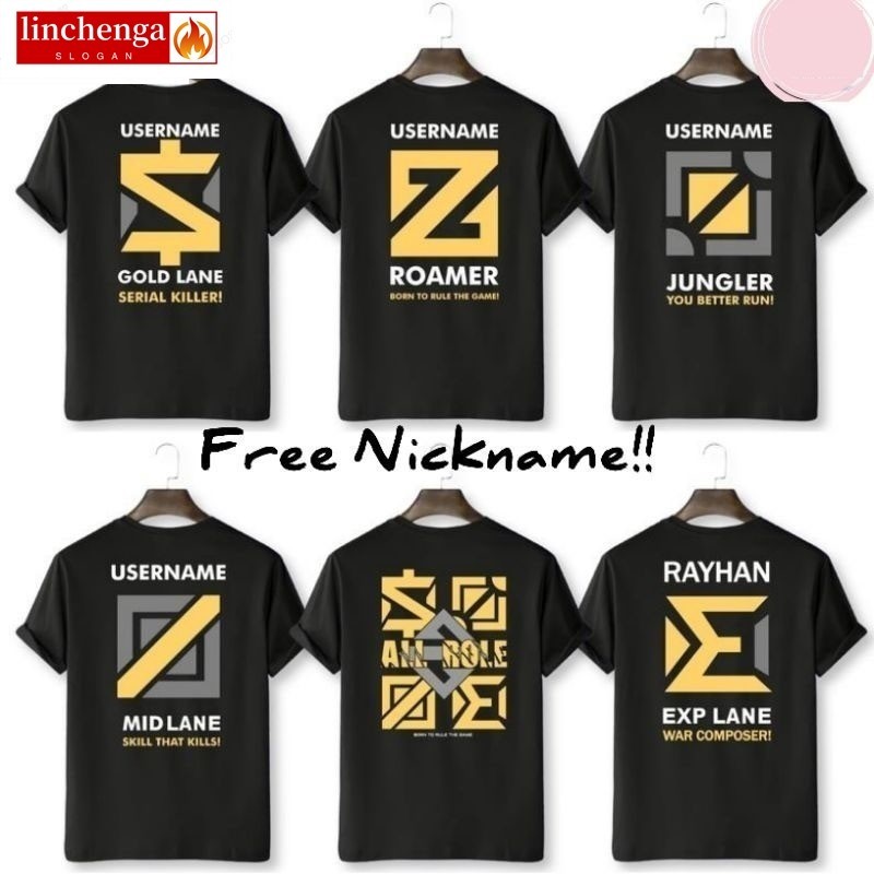 Kaos T-shirt Game Mobile Legend All Role Baju ML Custom Nama MLBB ...