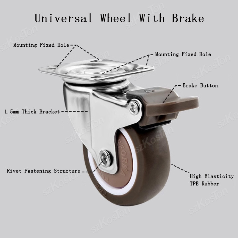 4Pcs Universal Swivel Casters Heavy Duty Furniture Wheel Castor Silent ...